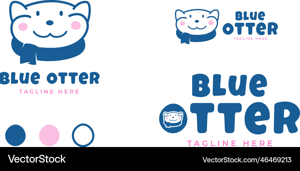 Blue otter abstract sign emblem logo Royalty Free Vector