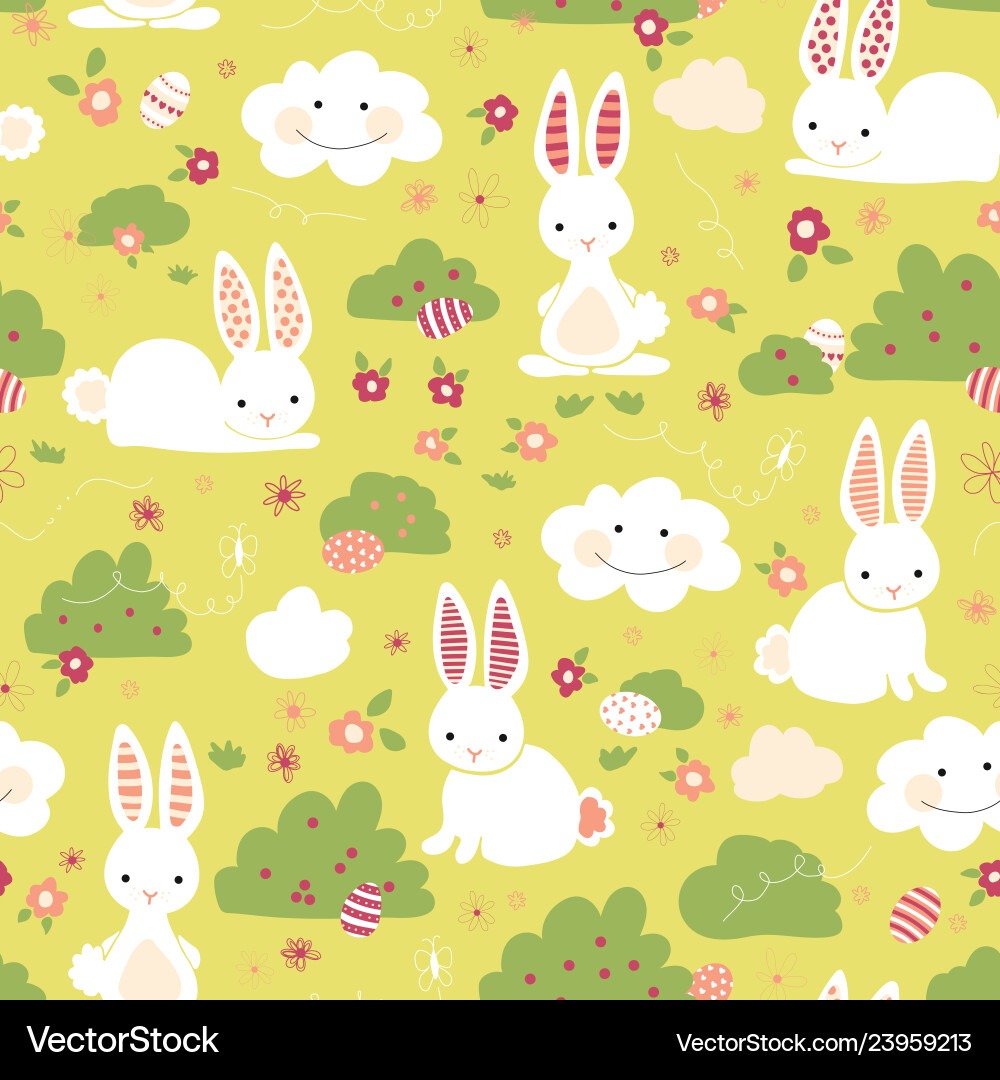 Cute Easter Bunnies Pattern Royalty Free Vector Image