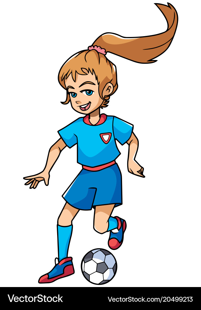 Football playing girl Royalty Free Vector Image
