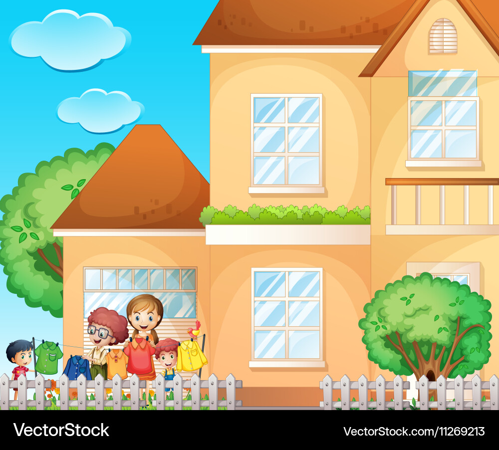 Kids doing chore at home Royalty Free Vector Image
