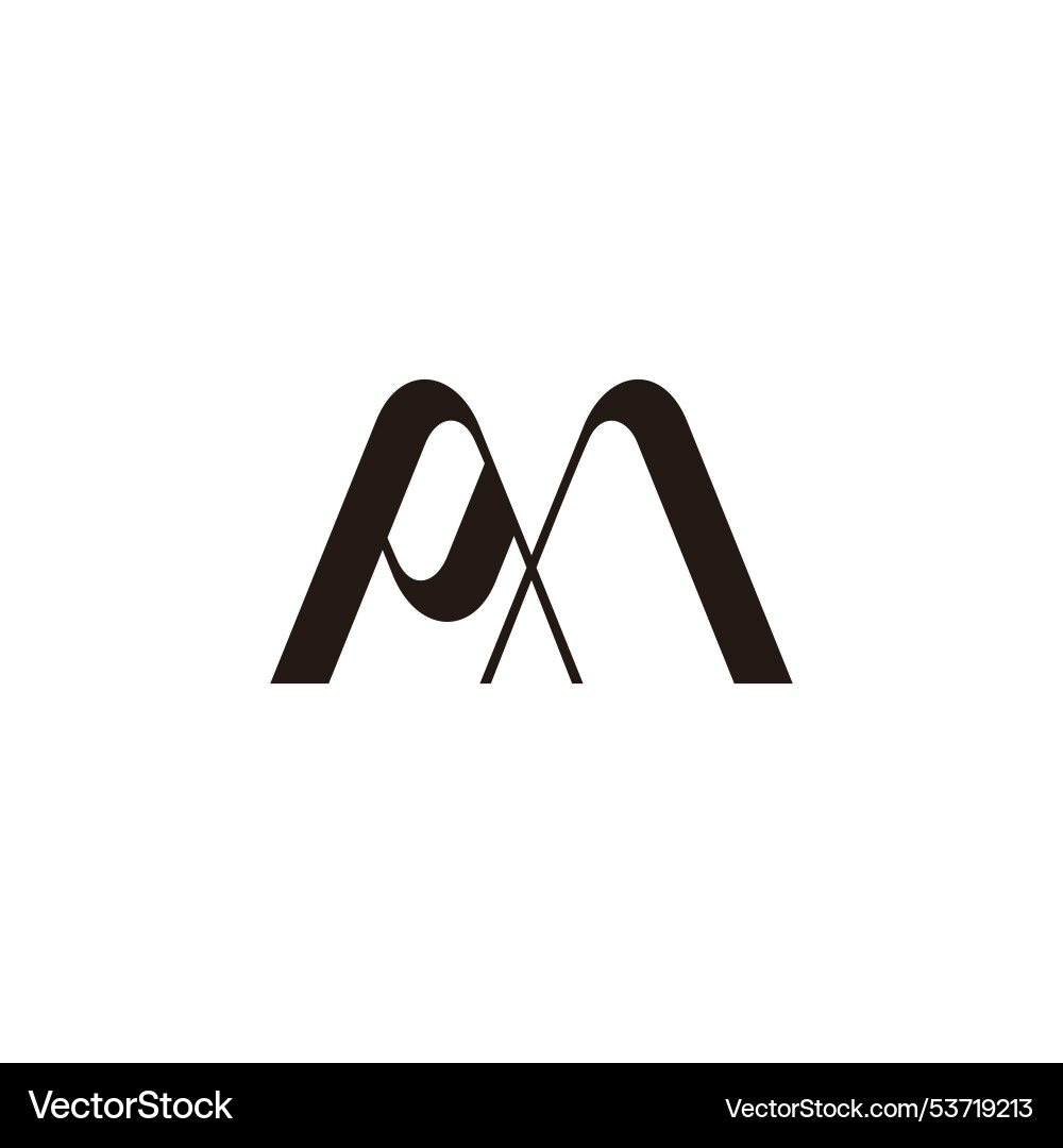 Letter pm ribbon linked simple geometric logo Vector Image