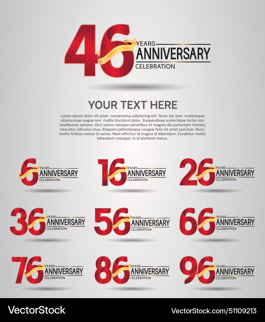 Set anniversary logotype premium collection red Vector Image