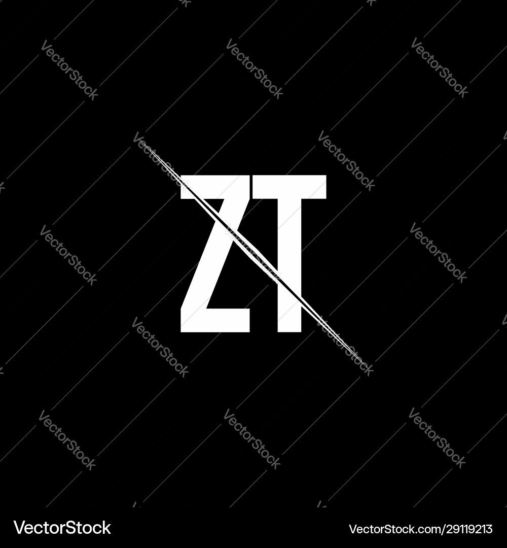 Zt logo monogram with slash style design template Vector Image