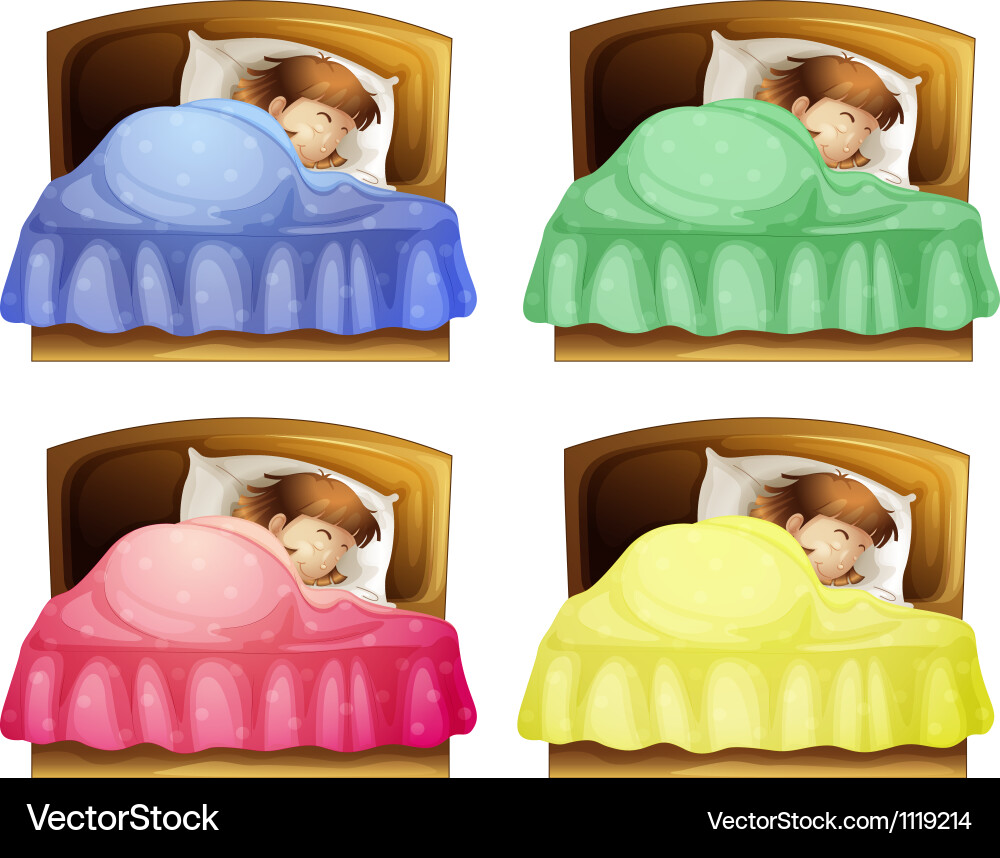 A sleeping girl on bed Royalty Free Vector Image
