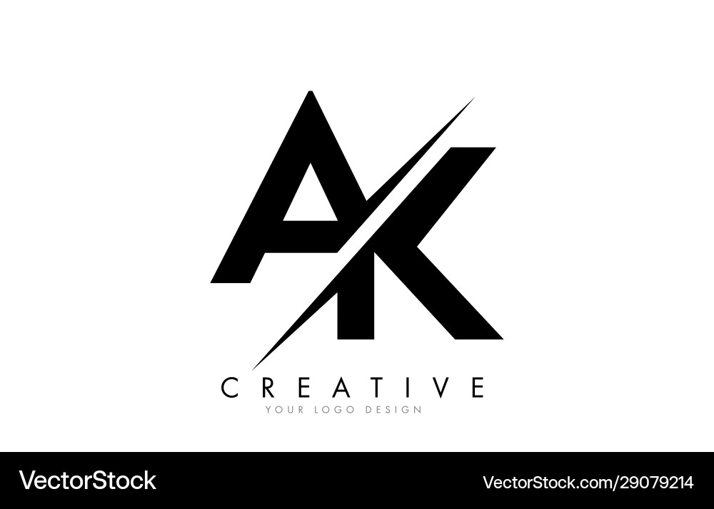Ak a k letter logo design with creative cut Vector Image