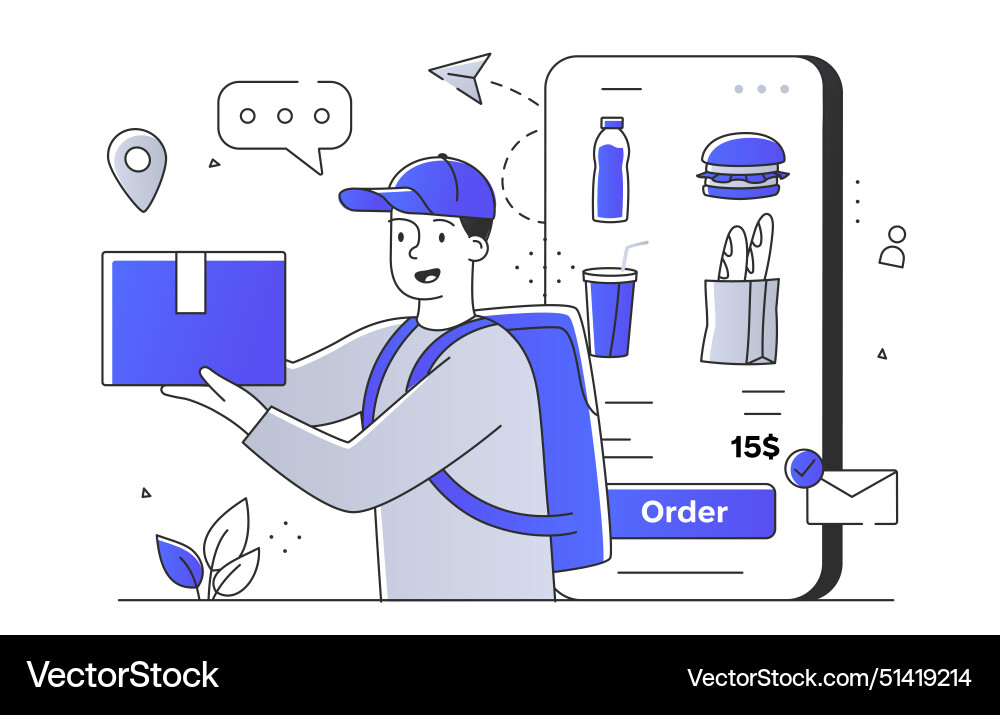 Food delivery man simple Royalty Free Vector Image