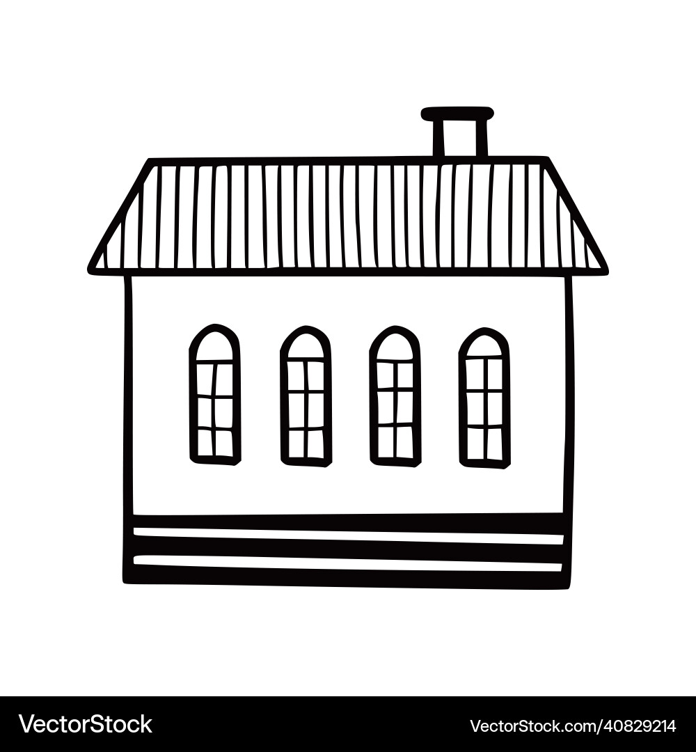 Hand drawn cute house doodle Royalty Free Vector Image