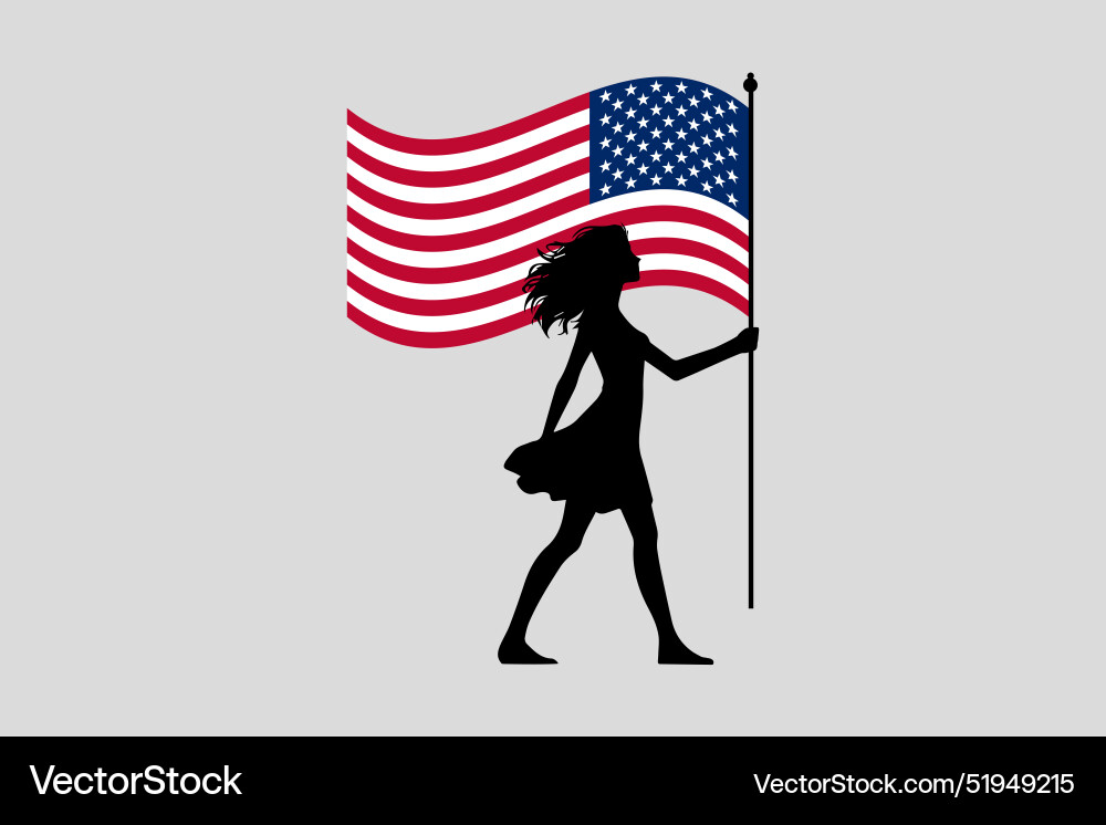 American girl with flag Royalty Free Vector Image