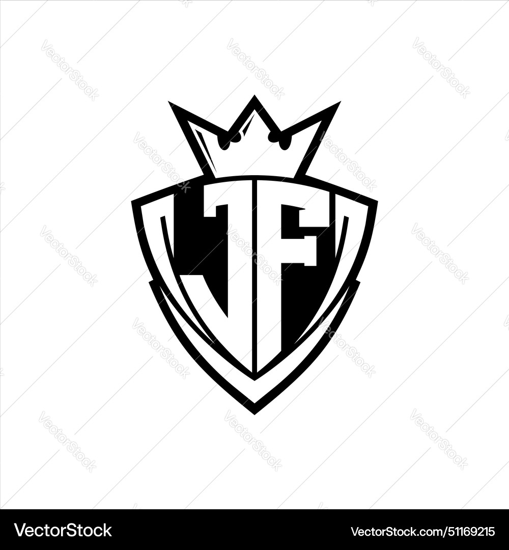 Jf letter logo with sharp triangle shield shape Vector Image