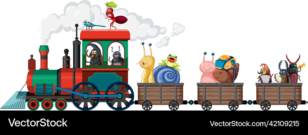 Many insects riding on the train Royalty Free Vector Image