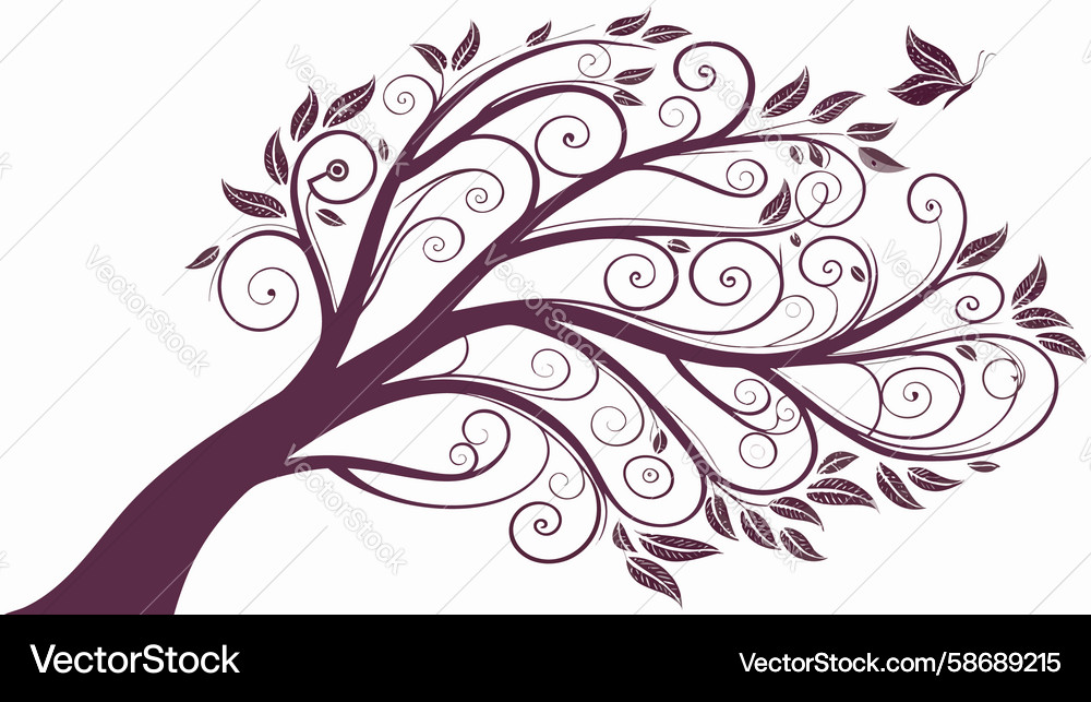Swirling Tree Branch Artwork Royalty Free Vector Image