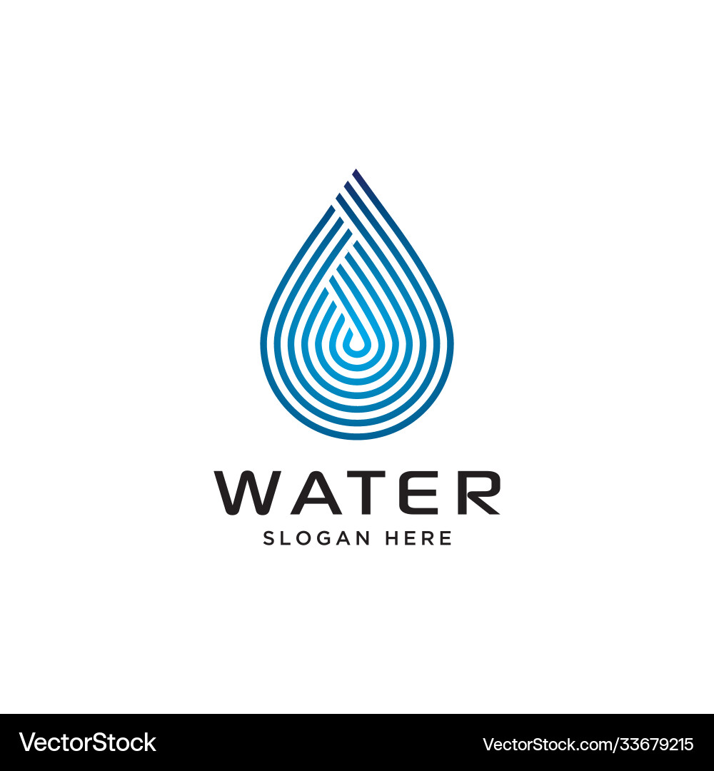 Water symbol with linear style logo design Vector Image
