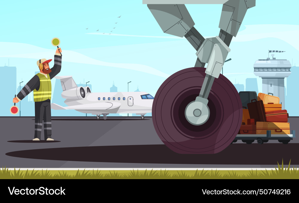 Airport cartoon composition Royalty Free Vector Image