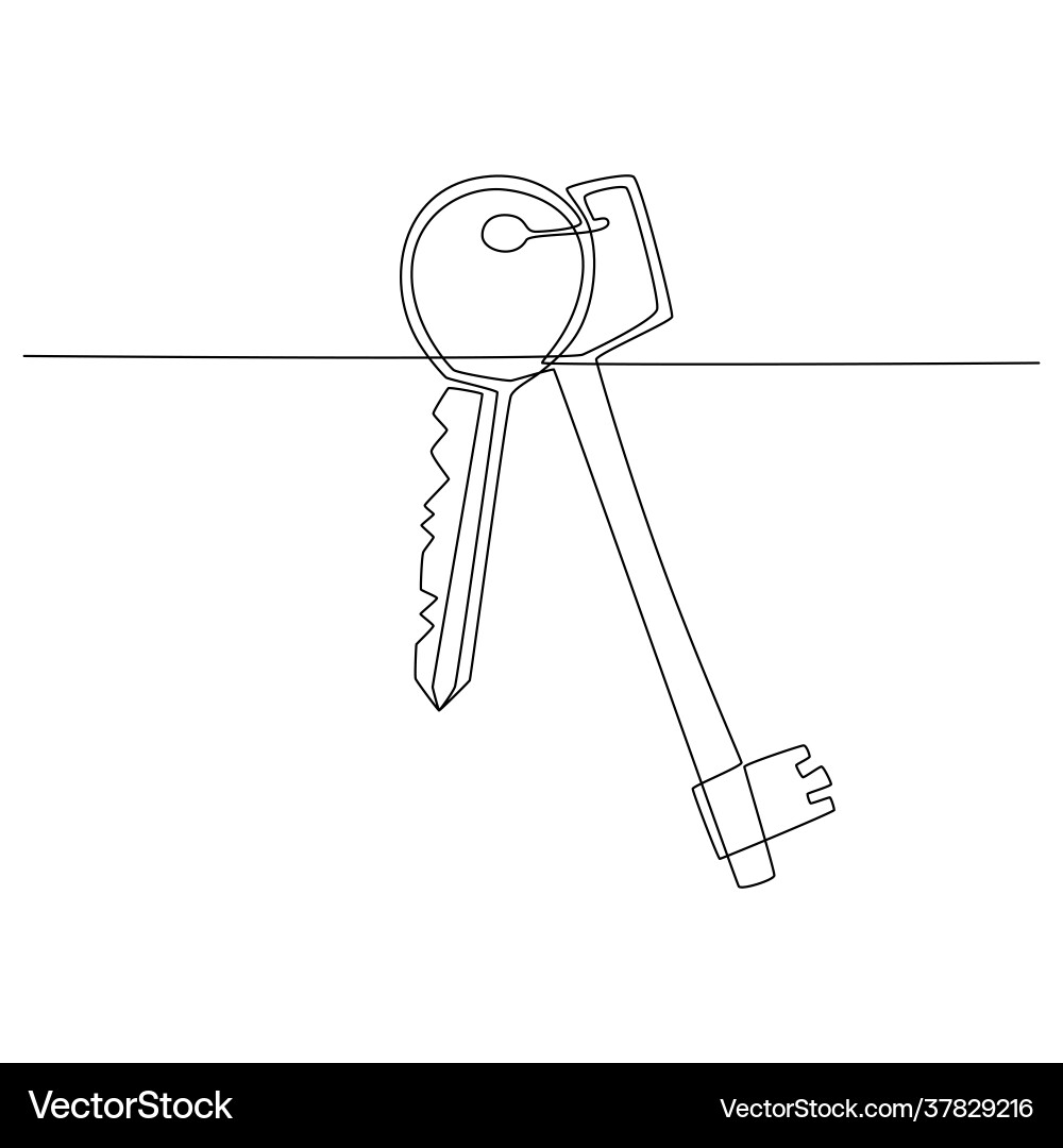 Continuous line drawing house key Royalty Free Vector Image