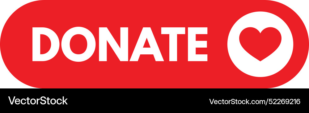 Donate button icon with a heart isolated on white Vector Image