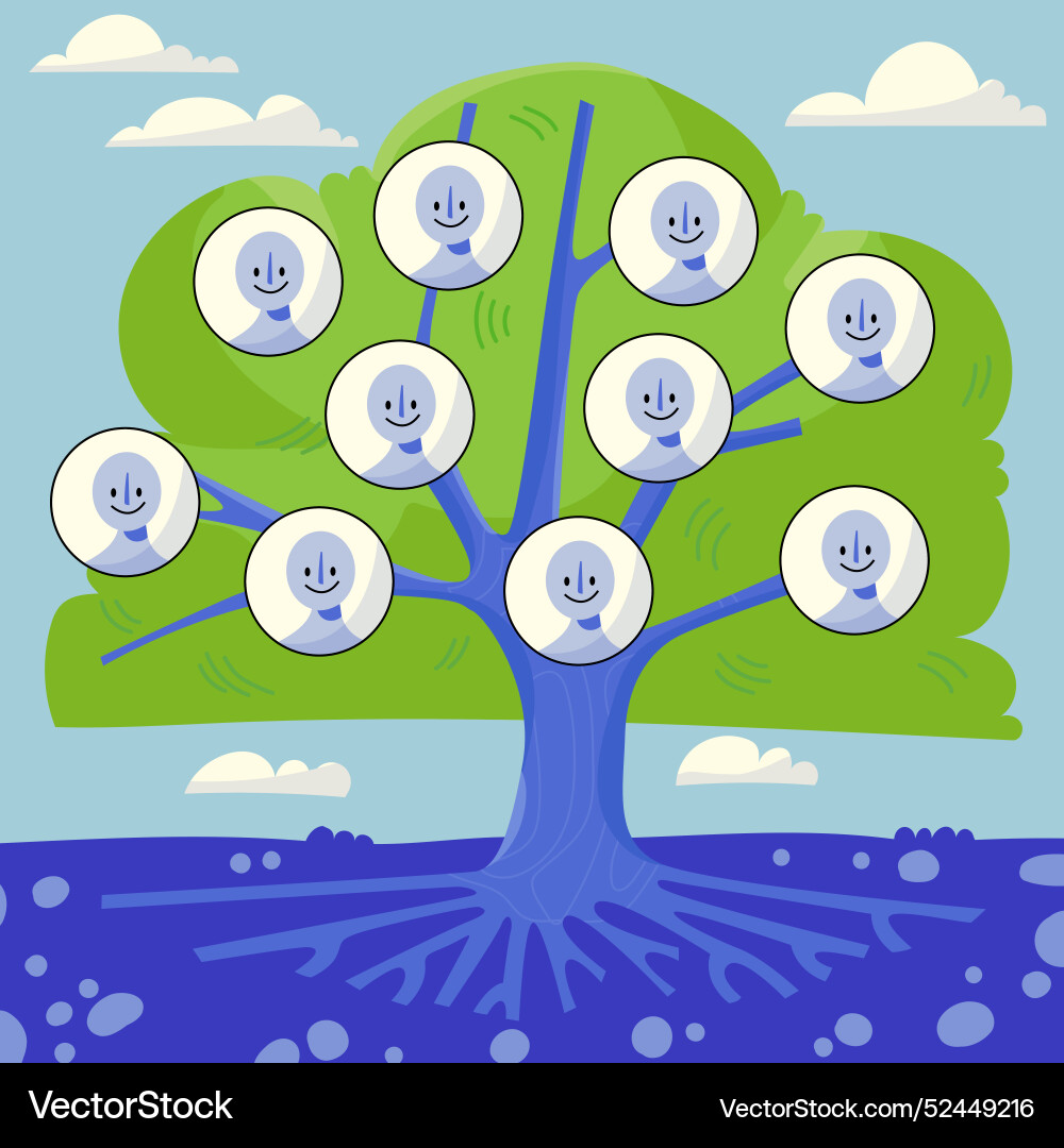 Flat design family tree chart Royalty Free Vector Image