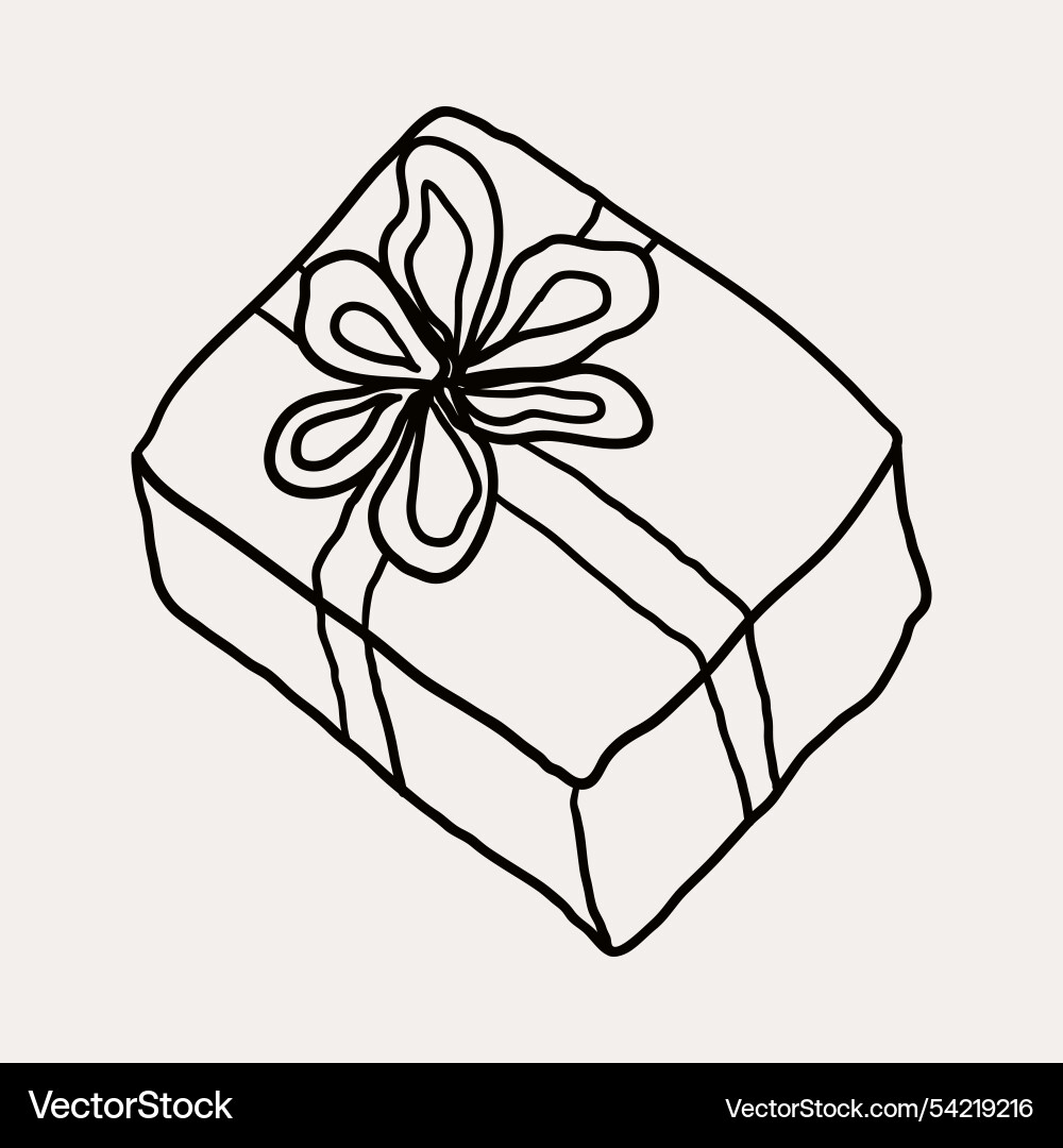Gift box present 3 christmas hand drawn Royalty Free Vector