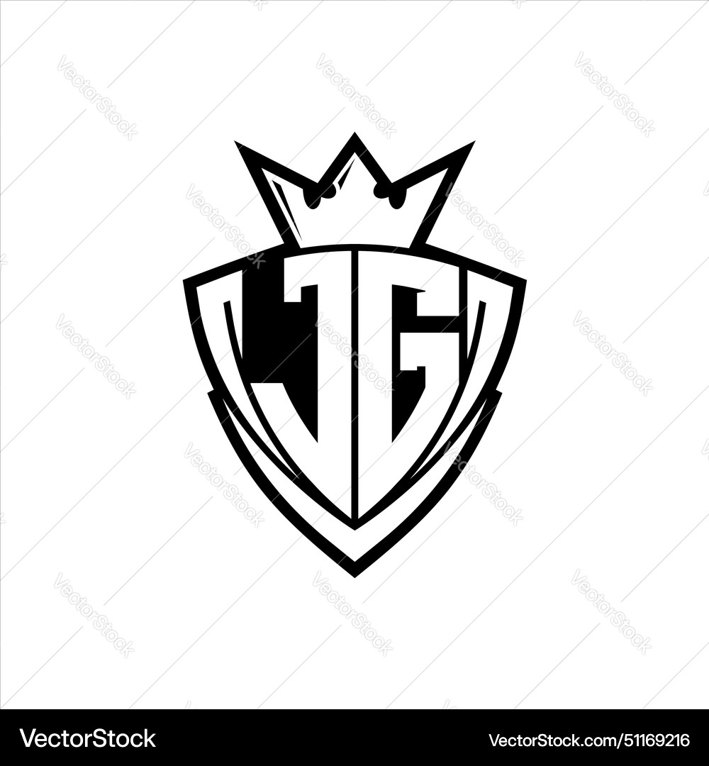 Jg letter logo with sharp triangle shield shape Vector Image