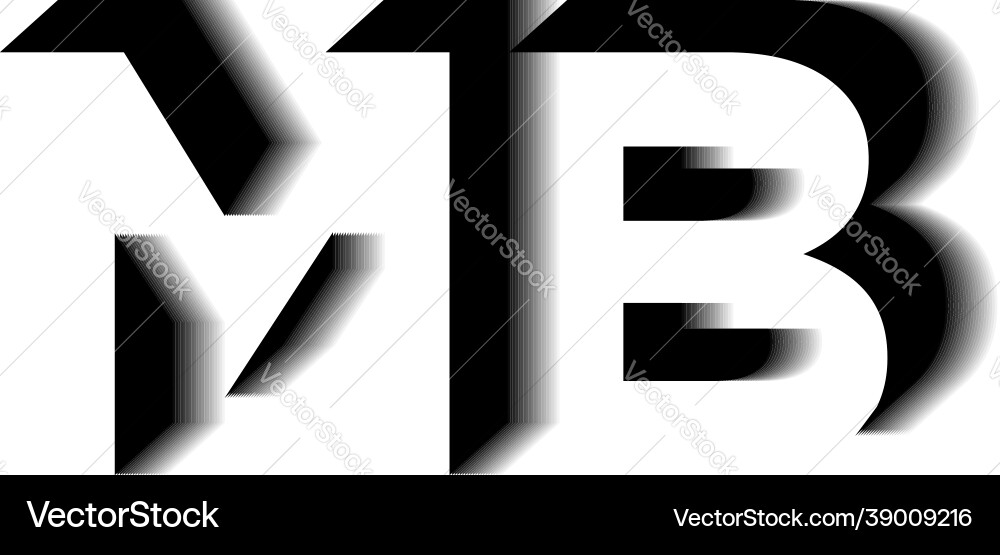 Mb monogram shadow shape style Royalty Free Vector Image