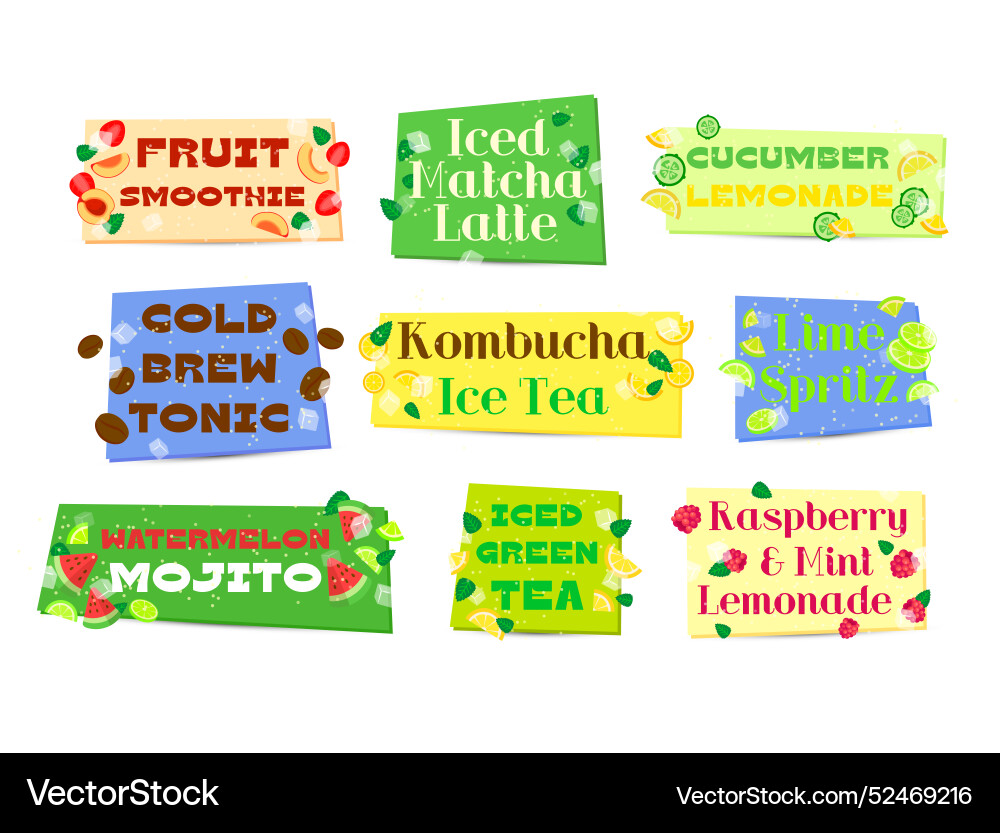 Refreshing cold drink stickers showcasing fun Vector Image
