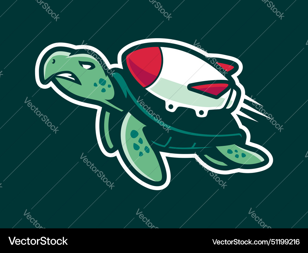 Rocket tortoise mascot logo design Royalty Free Vector Image