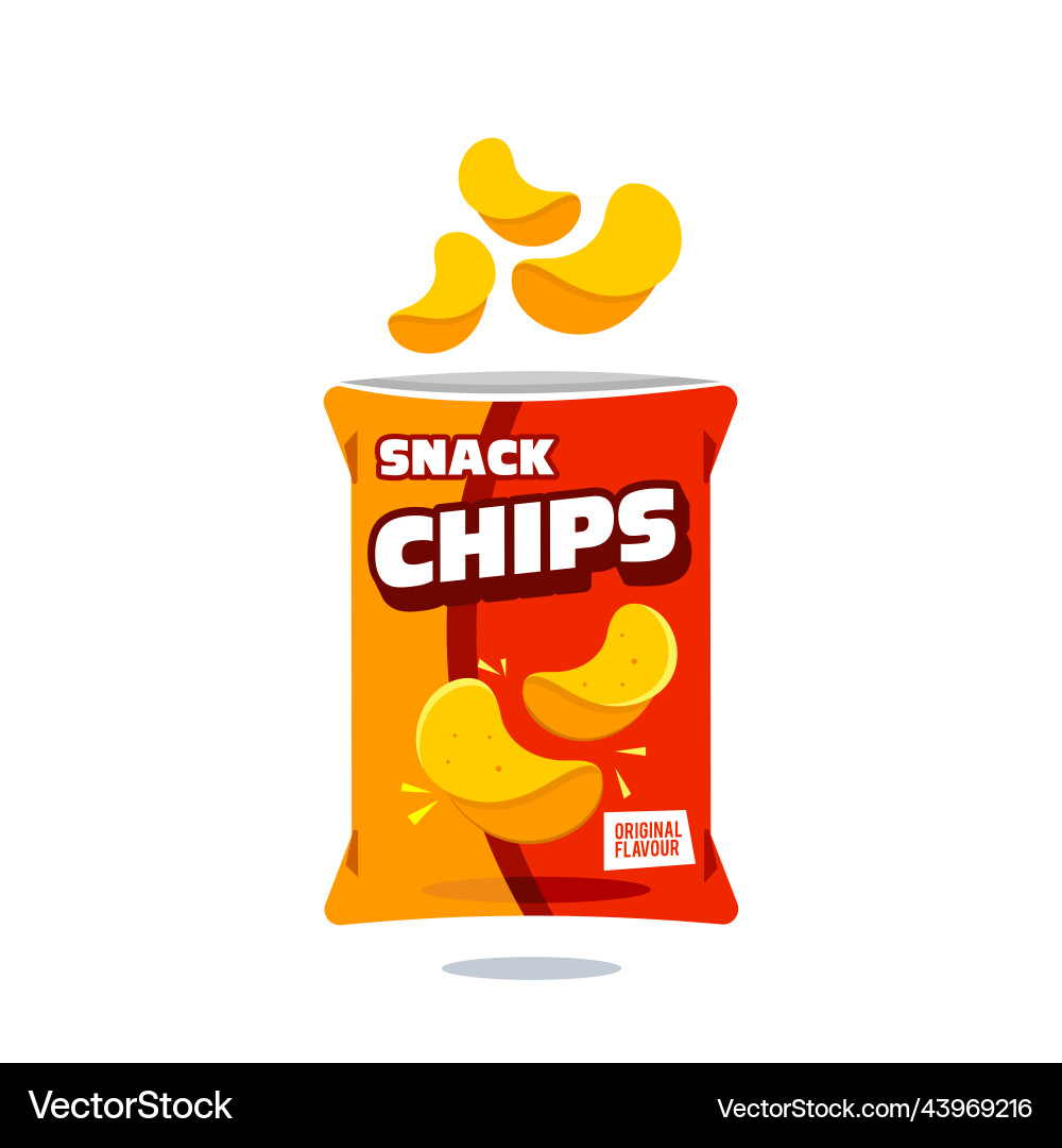 Snack chips bag plastic packaging design Vector Image