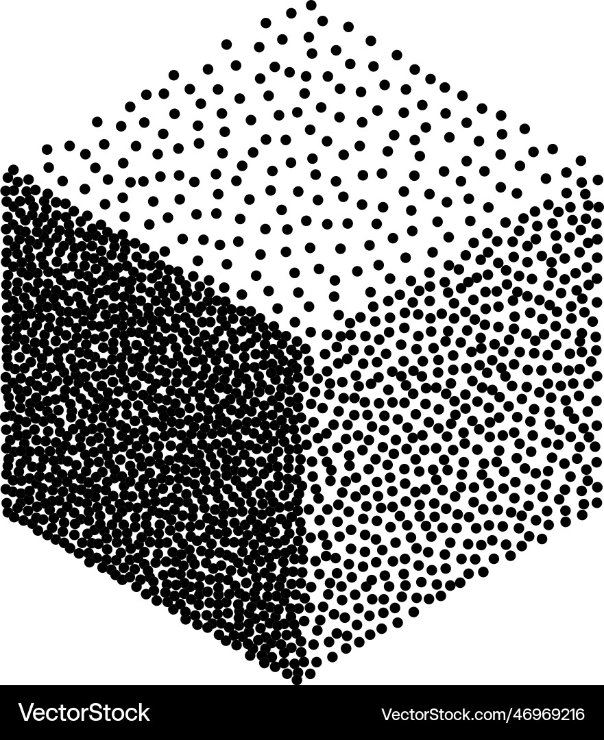 Stipple cube ink paint stippling geometry Vector Image