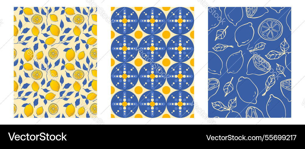 Amalfi pattern set with mediterranean lemon motifs