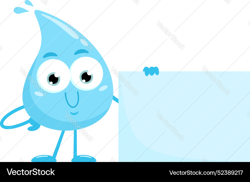 Blue water drop cartoon character Royalty Free Vector Image
