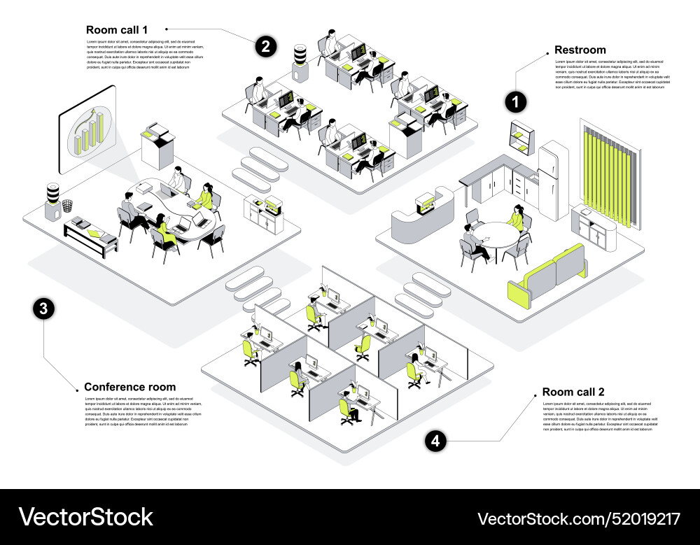 Call center 3d isometric concept in outline design