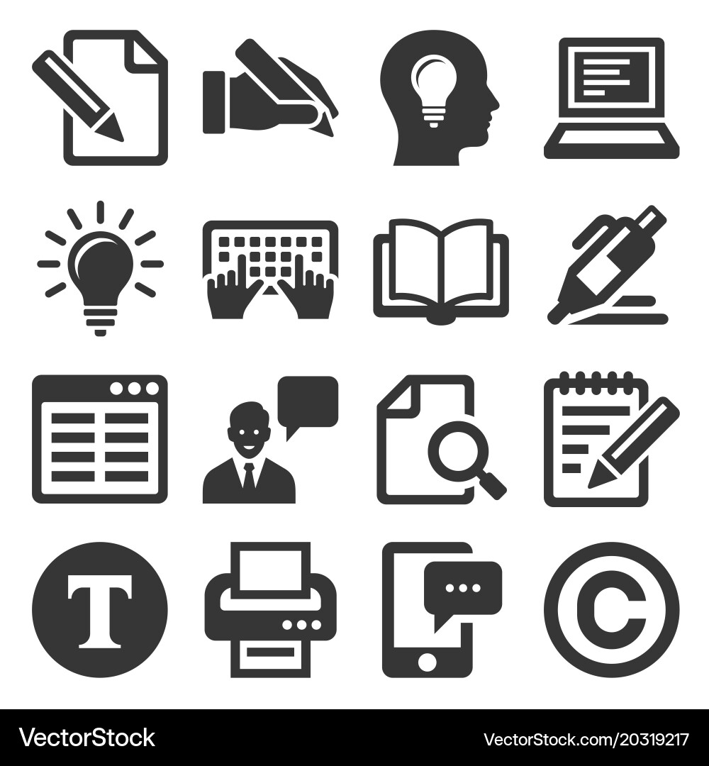 Copywriting Icon Set Royalty Free Vector Image