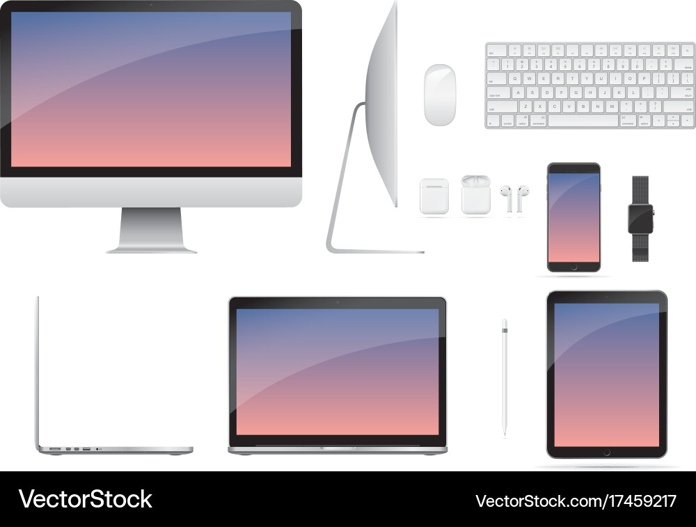 Electronic device renderings Royalty Free Vector Image