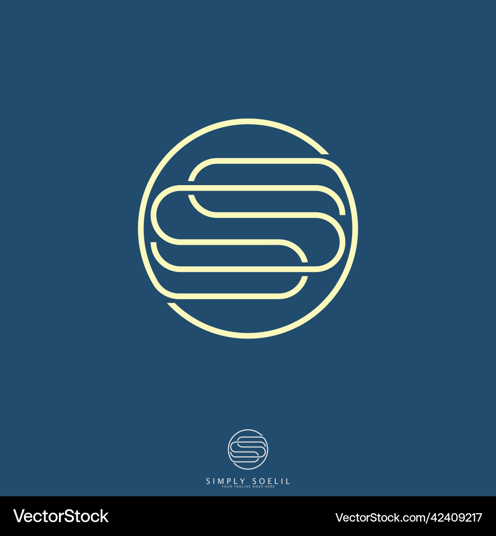 Letter ss double line font in circle and flip Vector Image