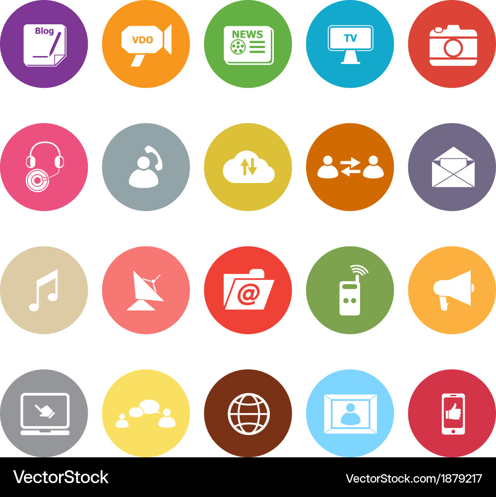 Media flat icons on white background Royalty Free Vector