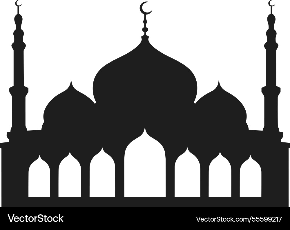 Minimalist mosque silhouette with traditional Vector Image