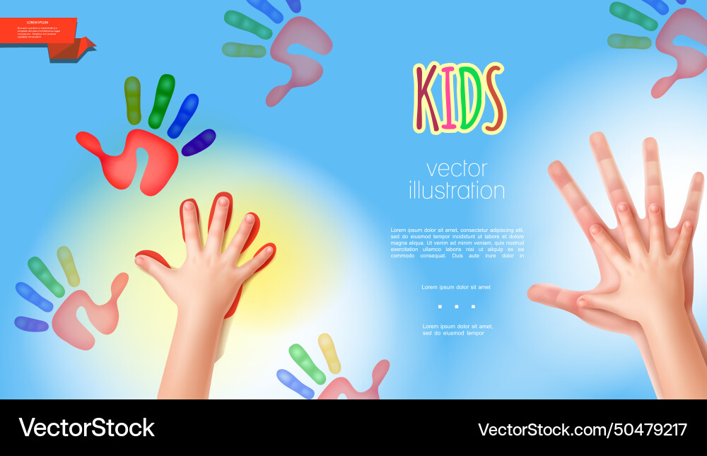Realistic mother and babies hands template Vector Image