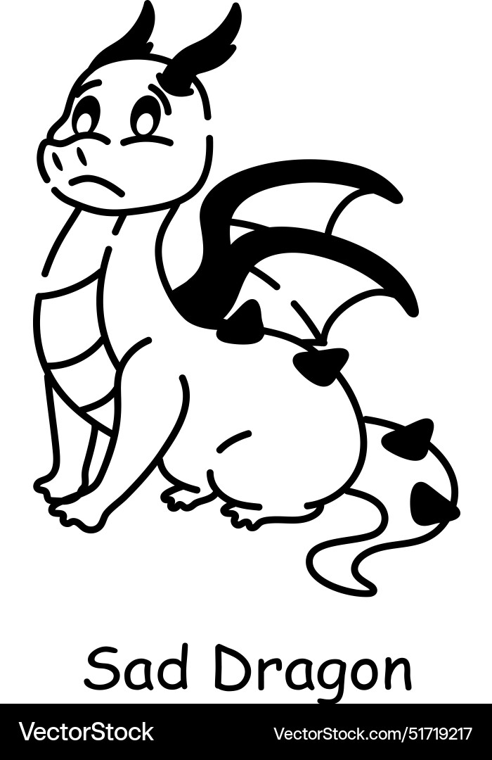 Sad dragon Royalty Free Vector Image - VectorStock