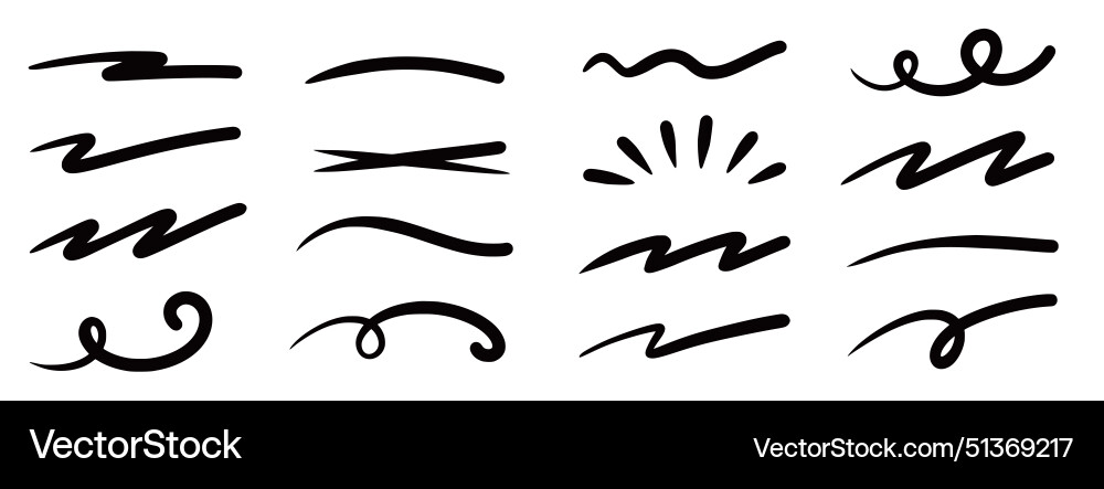 Squiggle brush scribble underline marker pen Vector Image