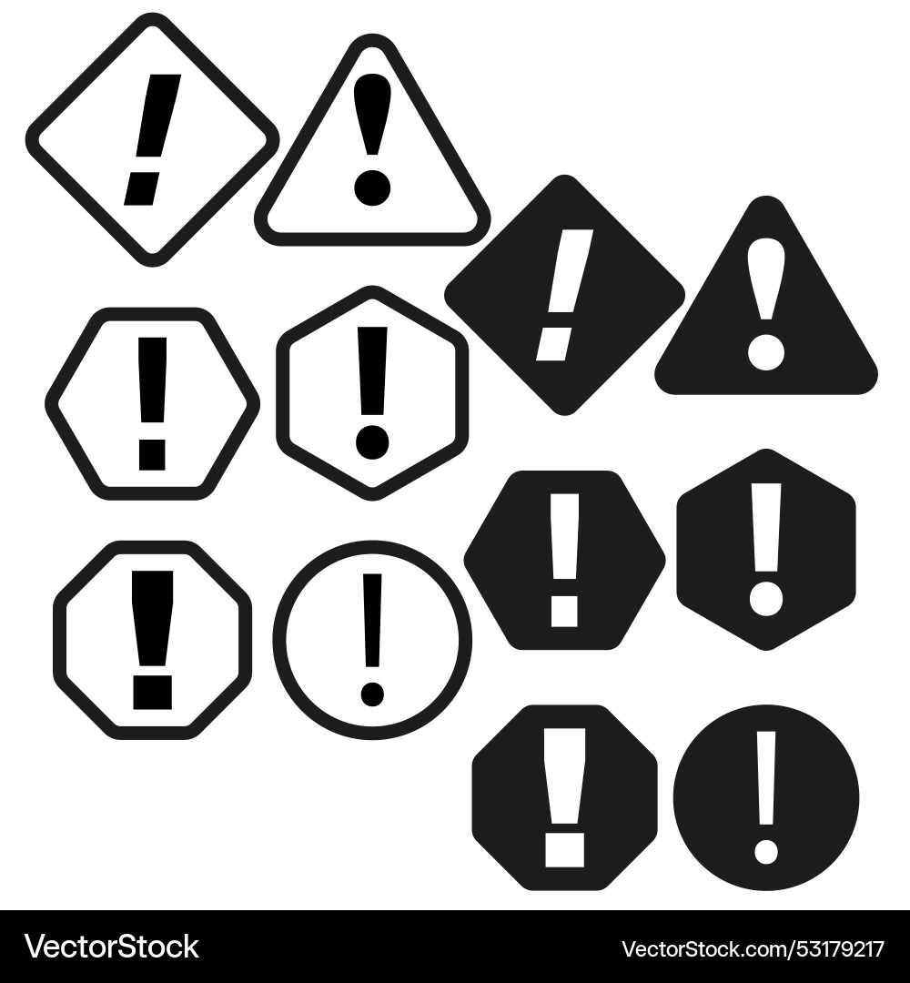 Warning sign collection exclamation mark icons Vector Image