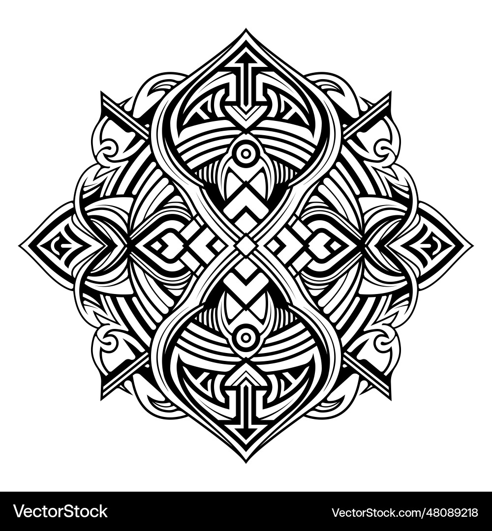 Abstract black and white polynesian tattoo Vector Image