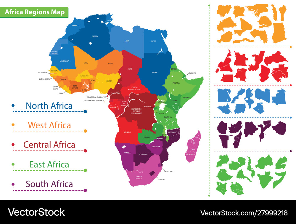 Africa Regions Map Royalty Free Vector Image - VectorStock