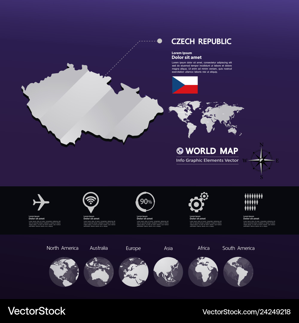 Czech republic map Royalty Free Vector Image - VectorStock