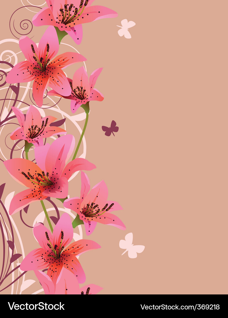 Elegant Lilies Floral Pattern Royalty Free Vector Image