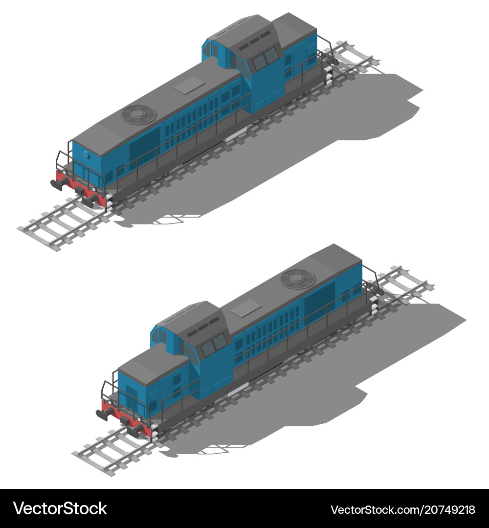Freight diesel locomotive isometric low poly icon Vector Image