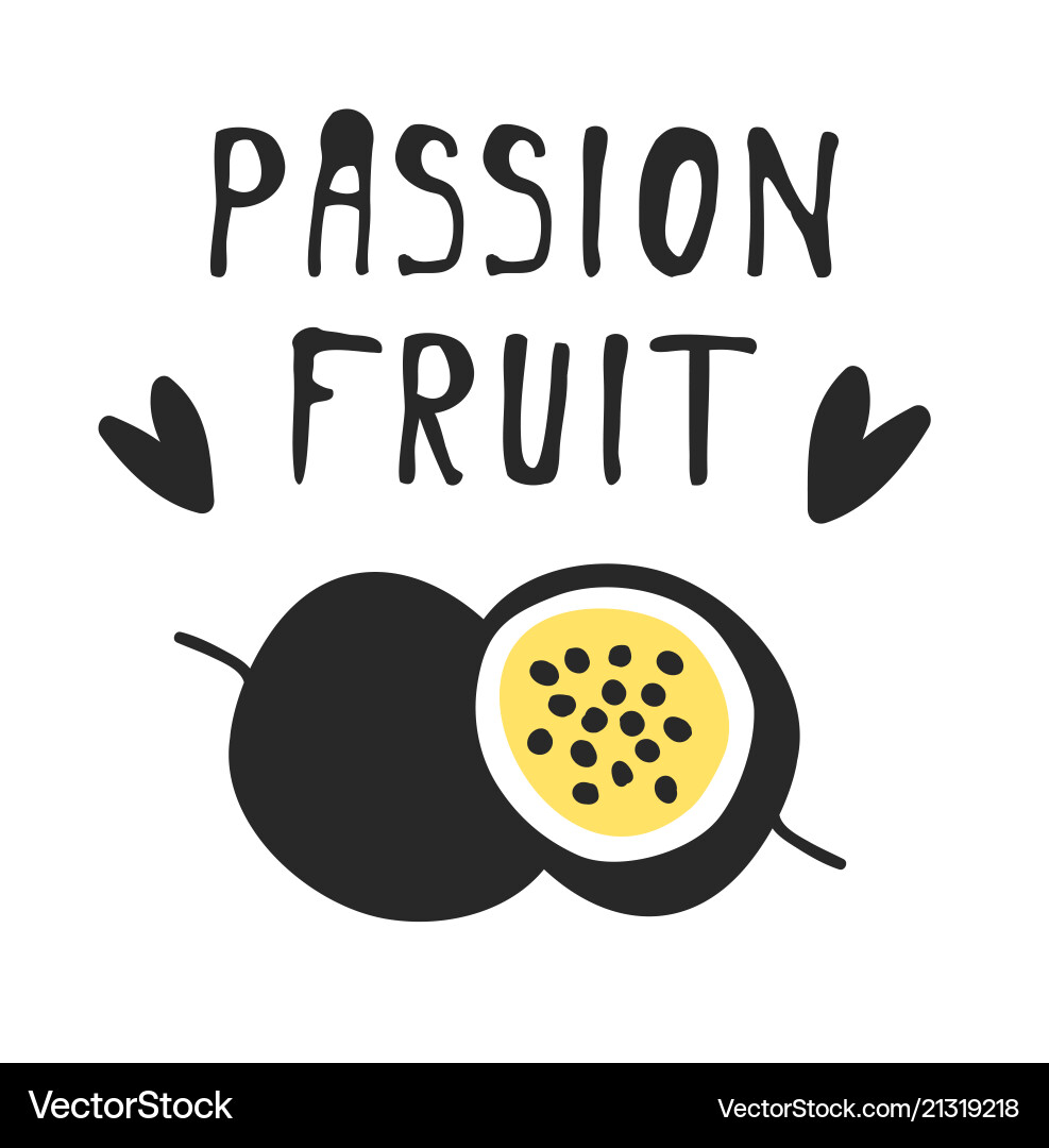 Hand drawn set of tropical fruit and text Vector Image