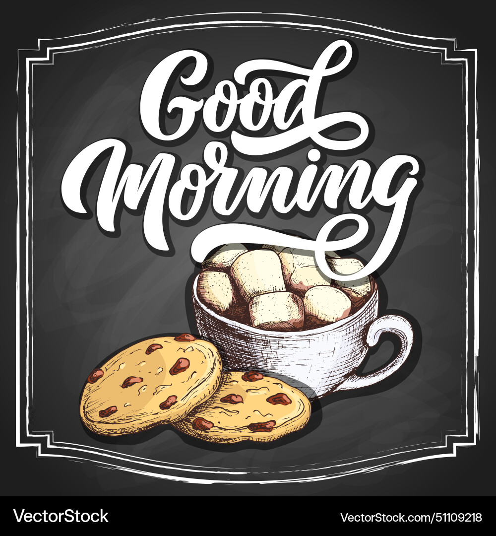 Hand lettering good morning on retro black Vector Image