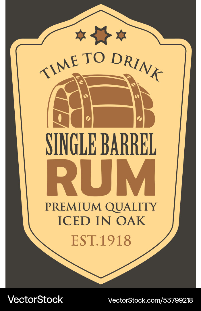 Label for single barrel rum Royalty Free Vector Image