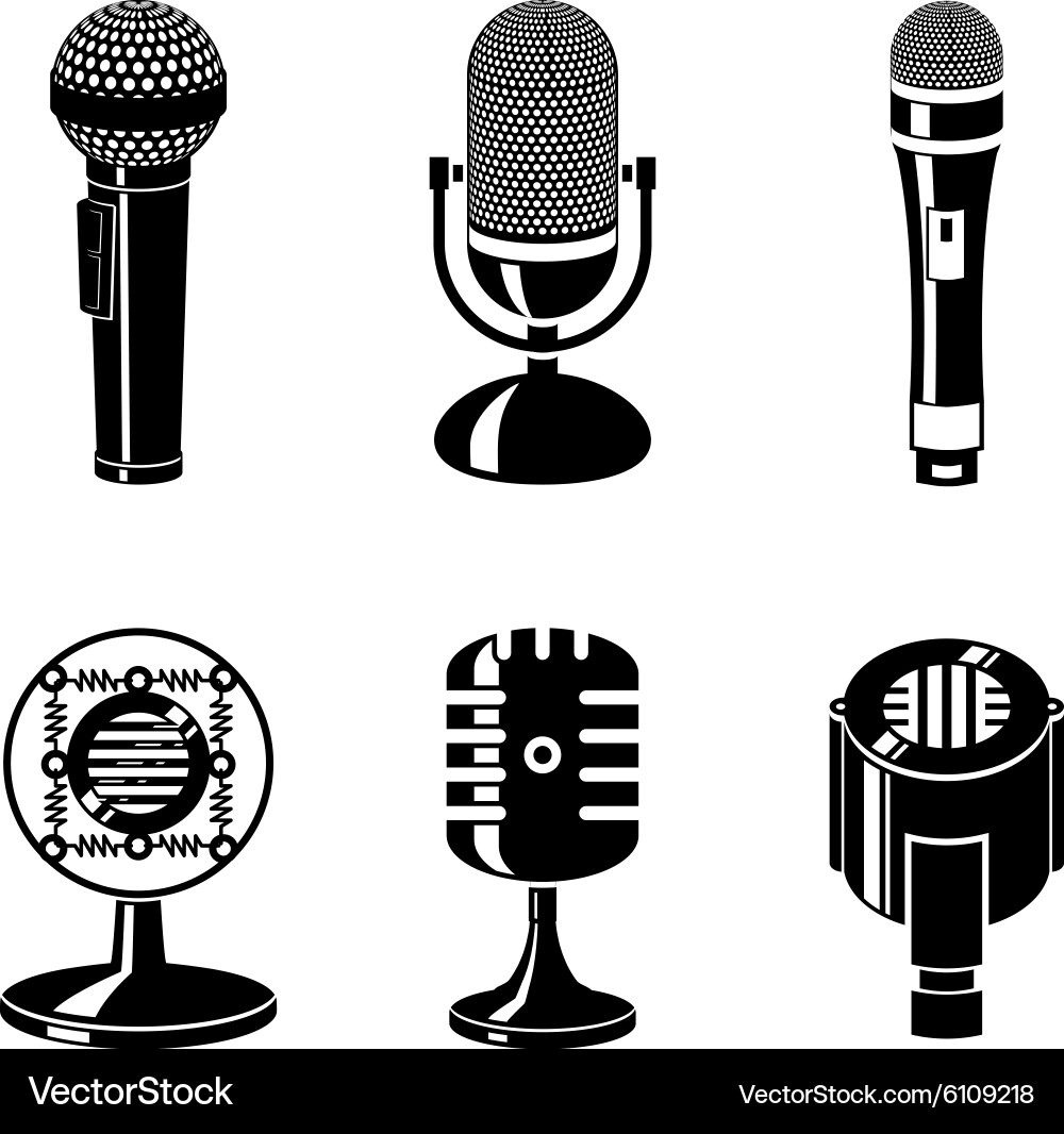 Microphone icons set Royalty Free Vector Image