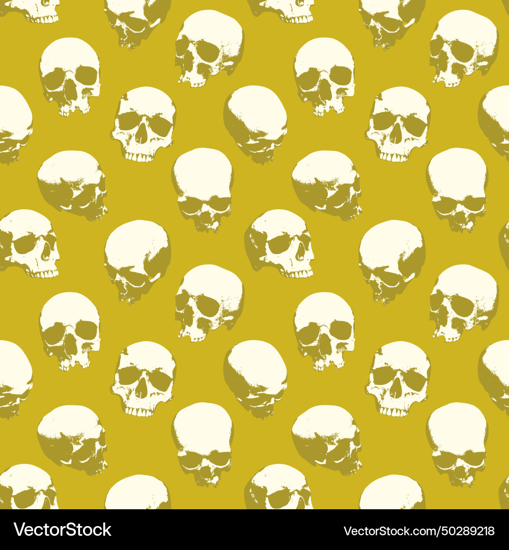 Seamless pattern with human skulls Royalty Free Vector Image