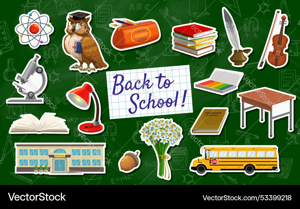 Stickers pack back to school education stationery Vector Image